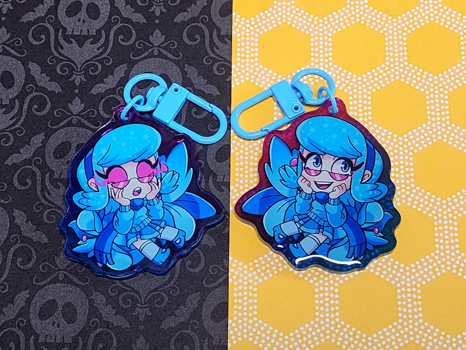 Mystery Skulls Animated Keychain Double Sided Colored Acrylic Charm ...