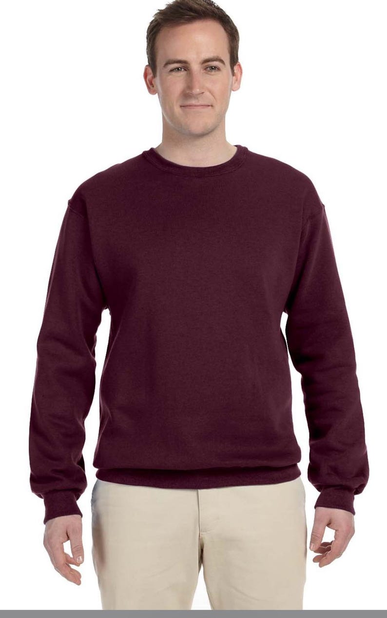 Jerzees Nublend 50/50 Maroon Fleece Crewneck Sweatshirt: Blank Apparel ...