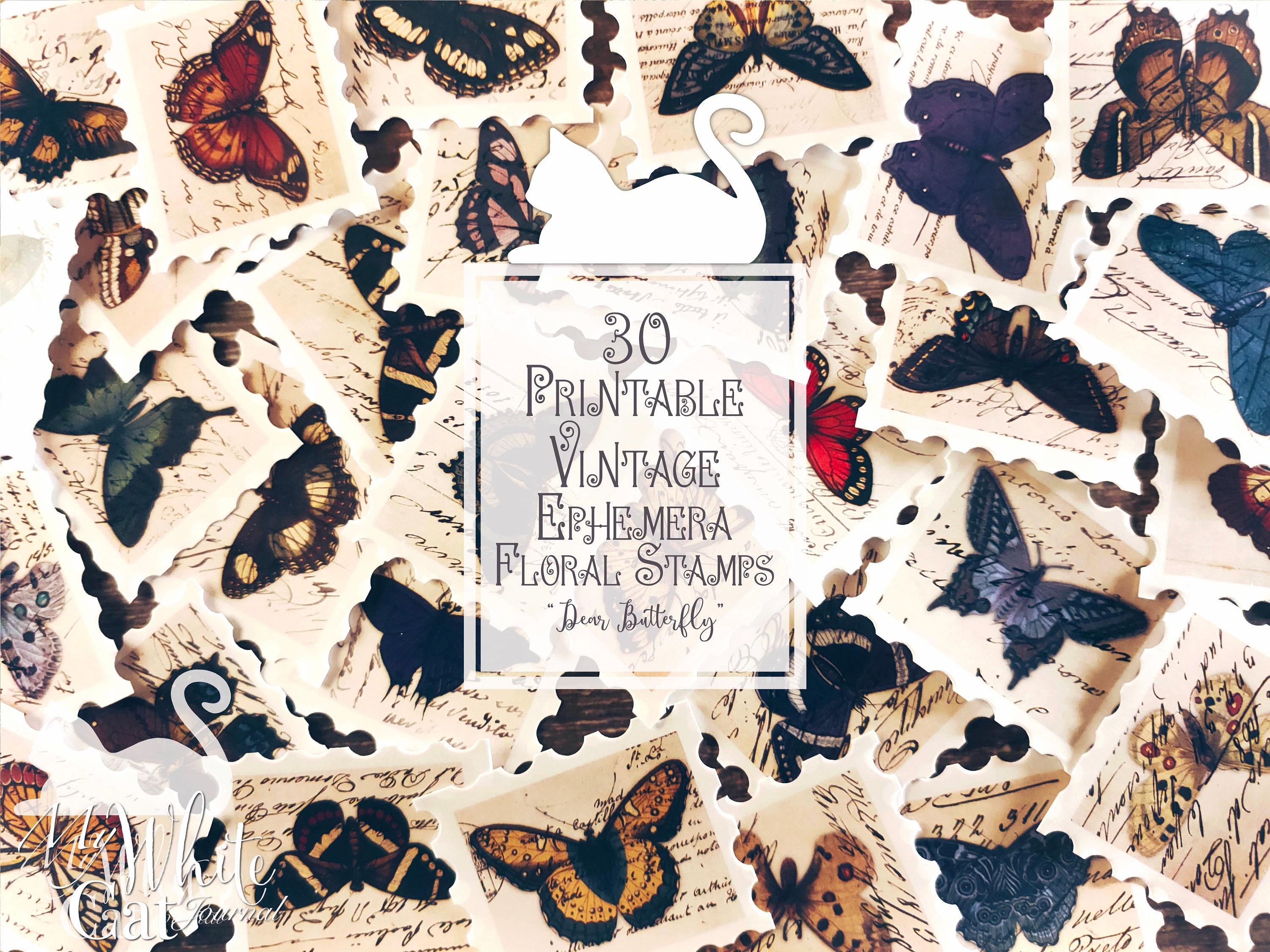 Junk Journal Faux Stamps Butterfly Stamp Postage Vintage - Etsy