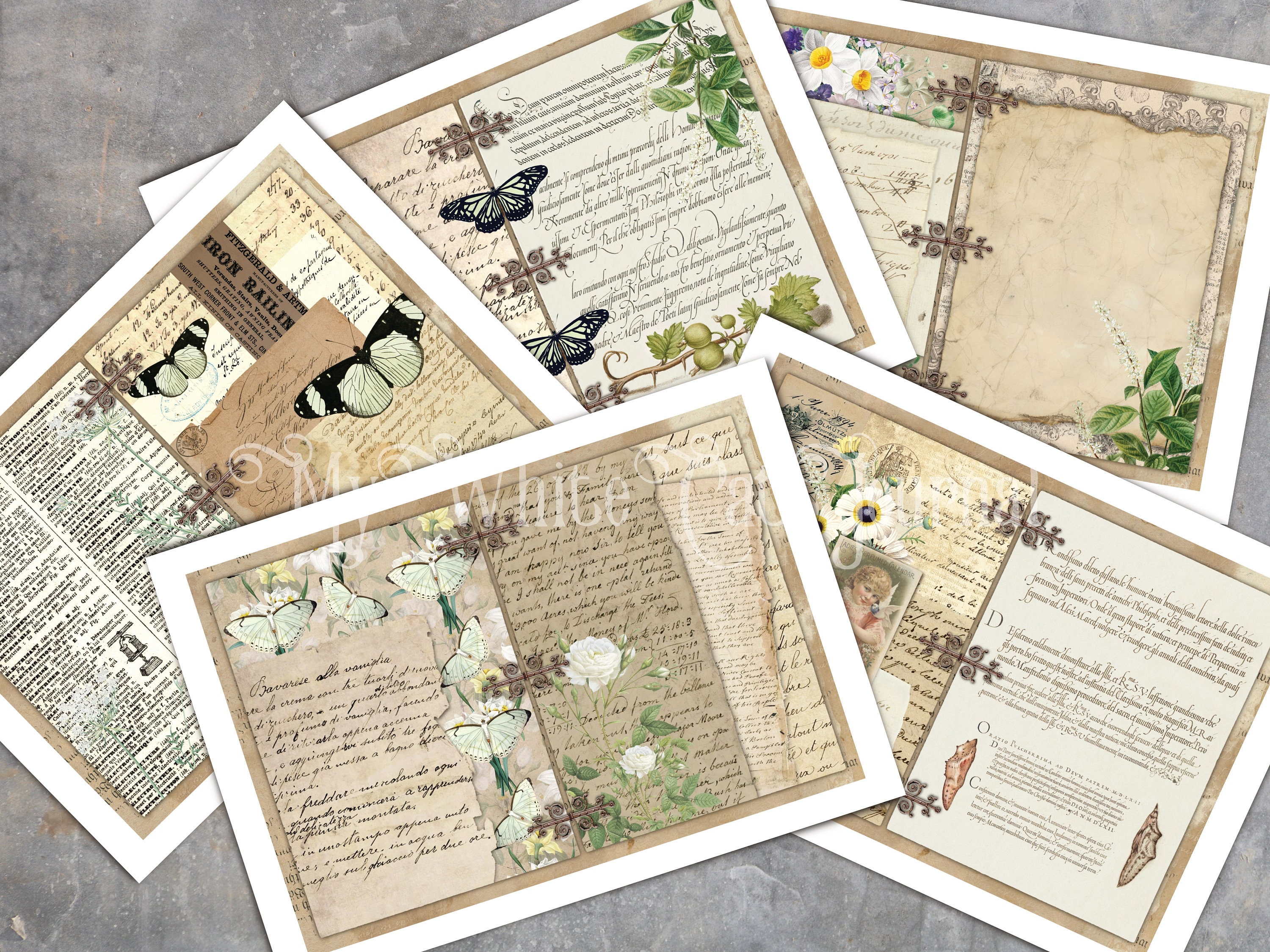 Junk Journal Kit White Floral Butterfly Vintage Ephemera - Etsy