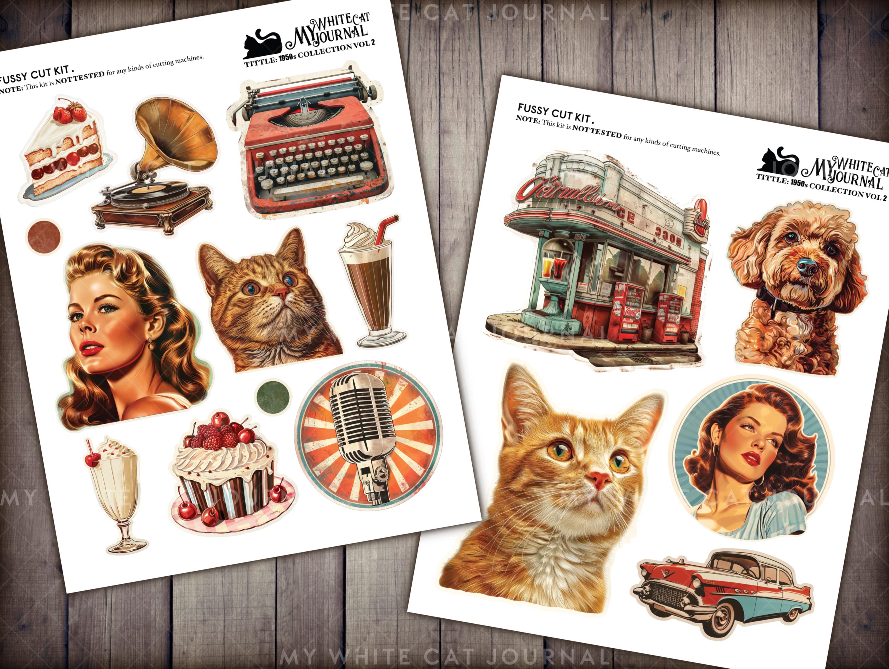 1950s Ephemera Printable Kit | Retro Junk Journal Stickers | Vintage ...