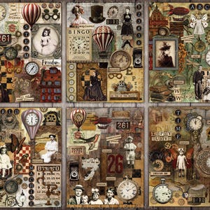 Junk Journal, Printable Collage Paper, Steampunk, Simple Machine ...