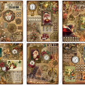 Junk Journal, Steampunk Xmas, Decorative Papers, Printable, Collage ...
