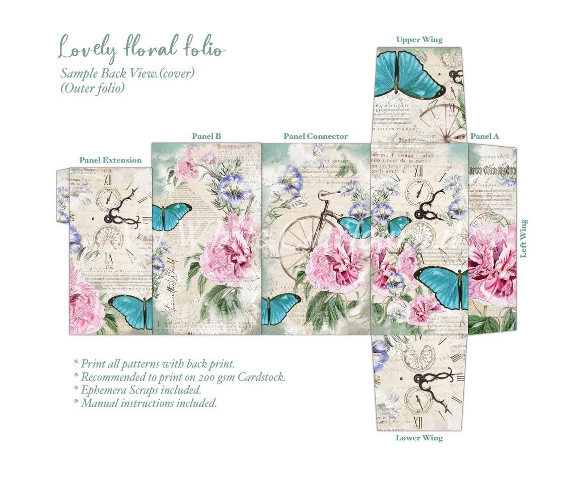 Junk Journal Folding Folio Loaded Folder Lovely Floral | Etsy