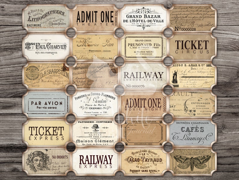 Junk Journal Neutral Ticket Printable Vintage Ephemera - Etsy