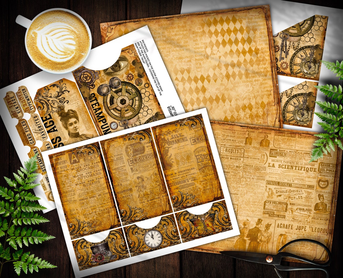 Junk Journal Folding Folio Steampunk Trifold Loaded - Etsy