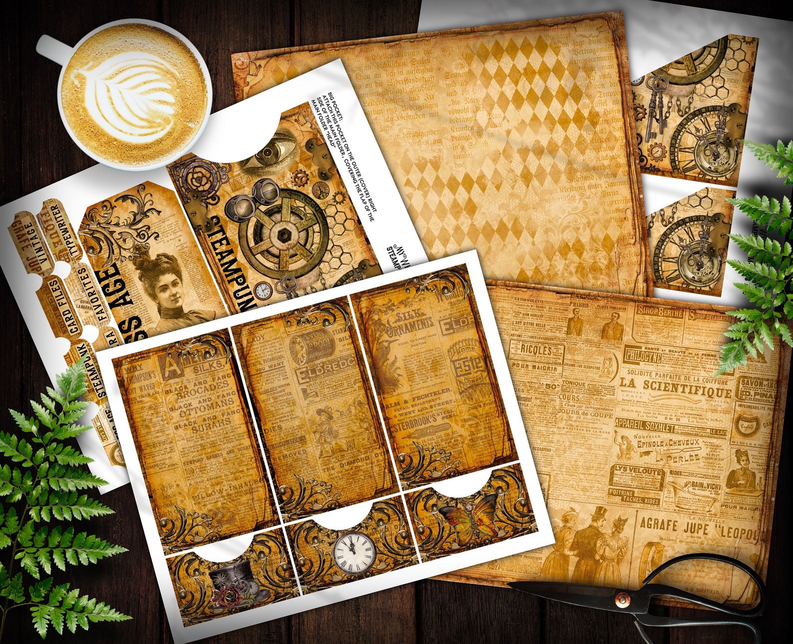 Junk Journal, Folding Folio, Steampunk, Trifold, Loaded Folder, Craft ...