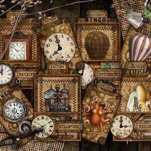 Junk Journal, Steampunk, Tag, Pocket, Craft Kit, Printable, Collage ...