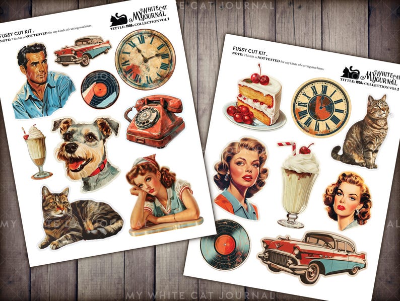 1950s Ephemera Printable Kit | Retro Junk Journal Stickers | Vintage ...