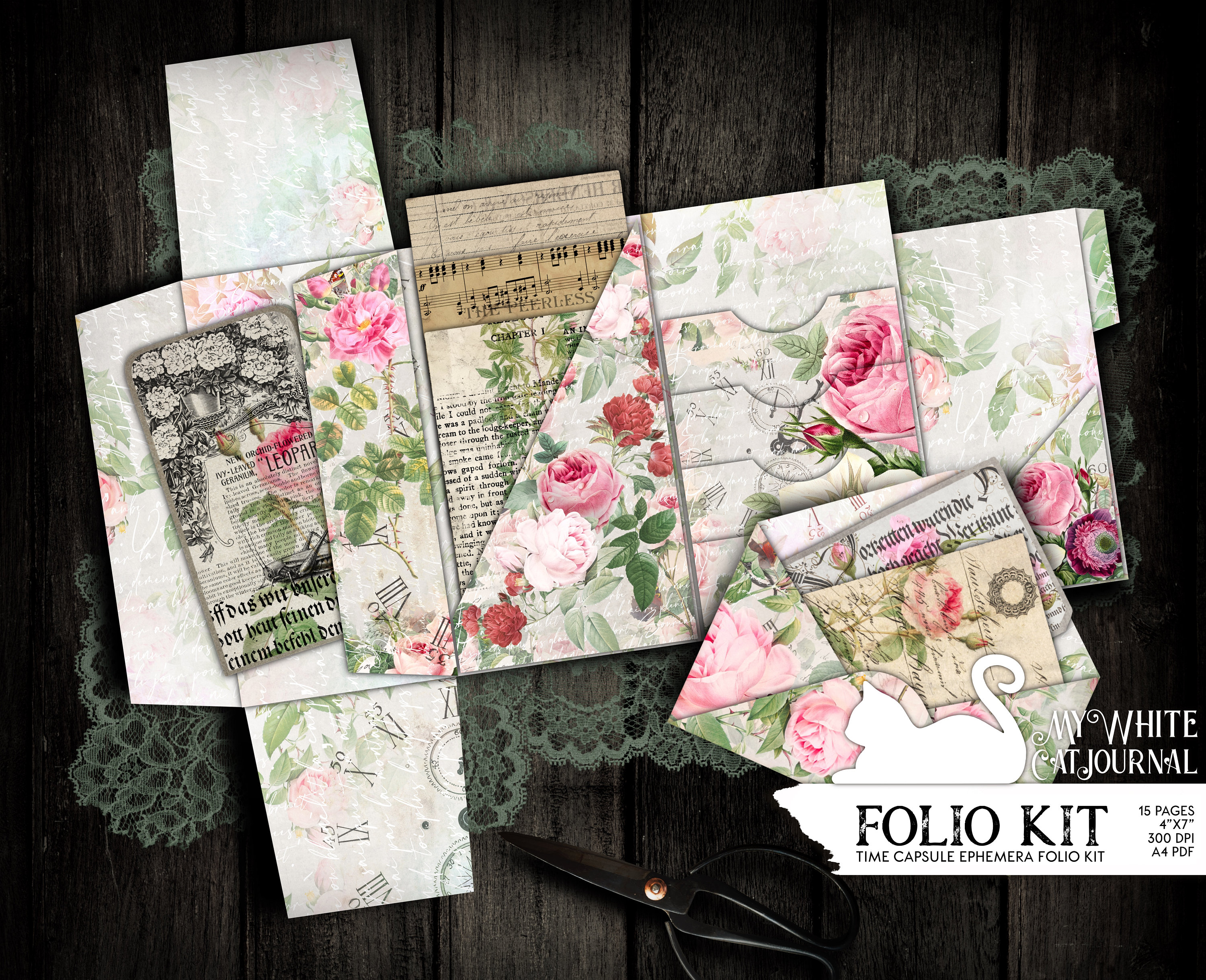 Junk Journal Folding Folio Floral Collage Sheets Ephemera - Etsy