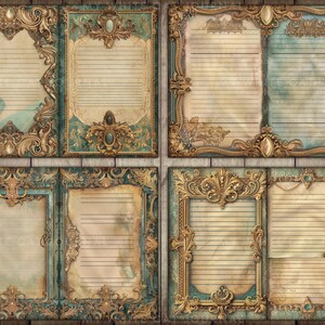 Junk Journal Papers, Regal Masquerade, Teal, Lined Papers, Printable ...