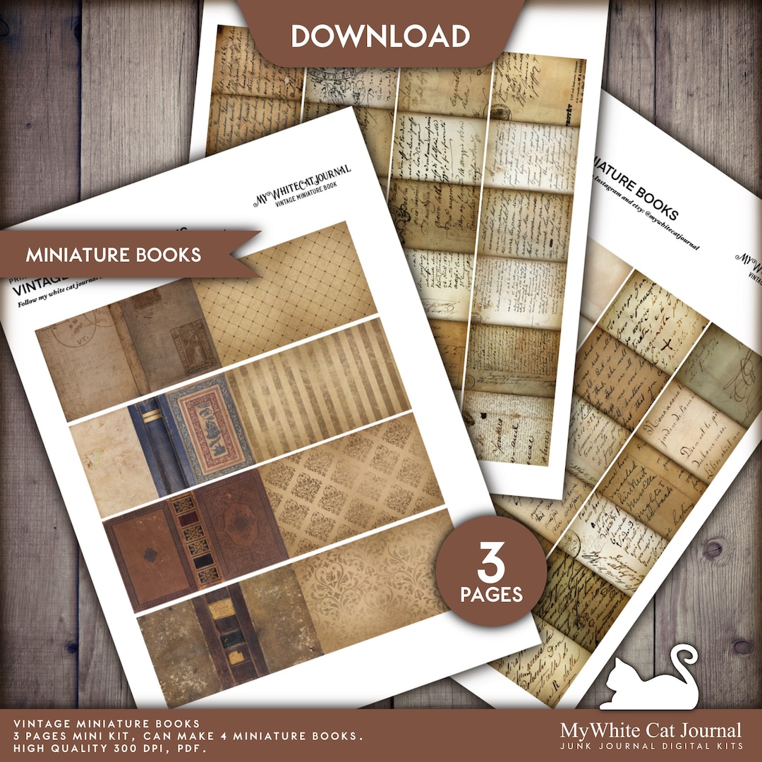 Junk Journal, Vintage Miniature Book, Printable, Junk Journal Kit ...