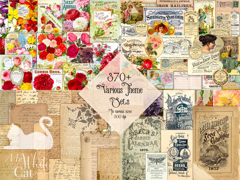 1700 Graphics Bundle Ephemera Clipart Collage Paper - Etsy