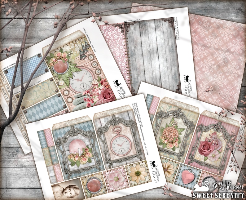 Junk Journal, Sweet Serenity, Shabby Pink, Folio Kit, Folding Folio ...