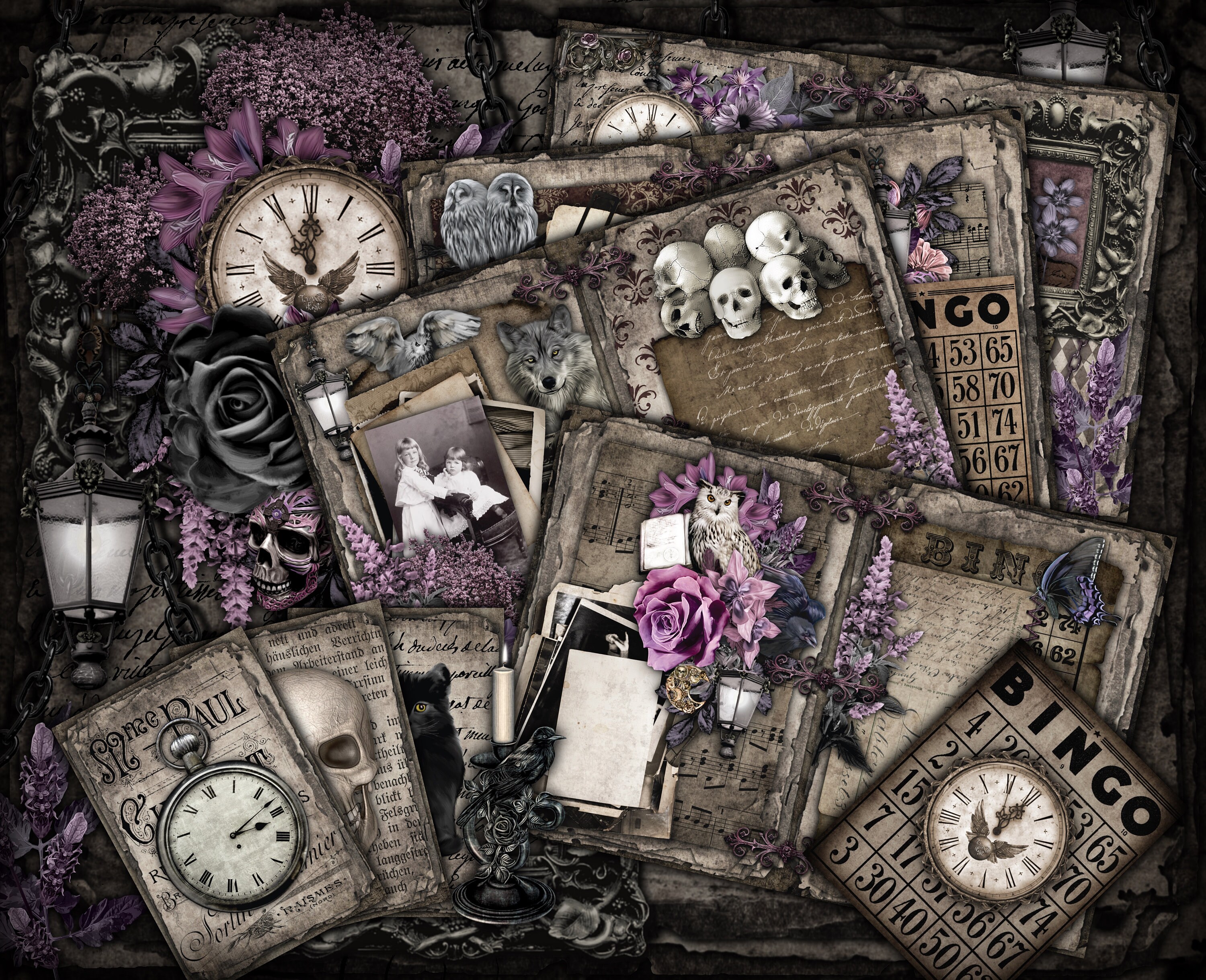 Junk Journal Nocturnal Grunge Printable Junk Journal Kit - Etsy