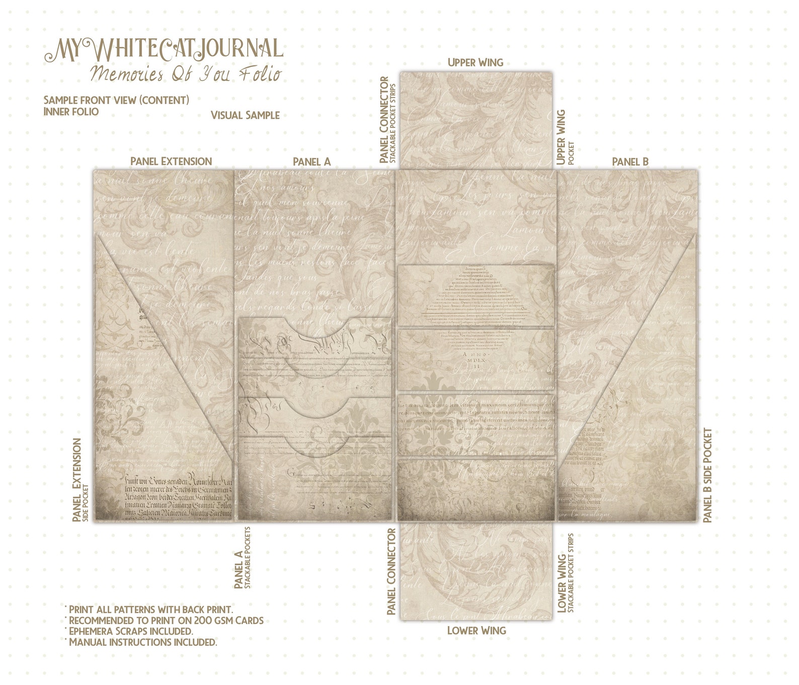 Junk Journal, Neutral, Trifold, Folding Folio, Loaded Folder, Ephemera ...