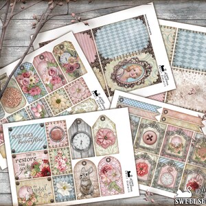 Junk Journal, Sweet Serenity, Shabby Pink, Printable, Ephemera, Collage ...