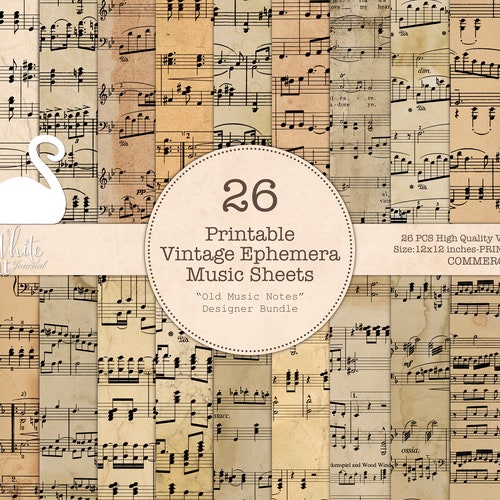 Old Sheet Music Digital Paper Instant Download Vintage - Etsy