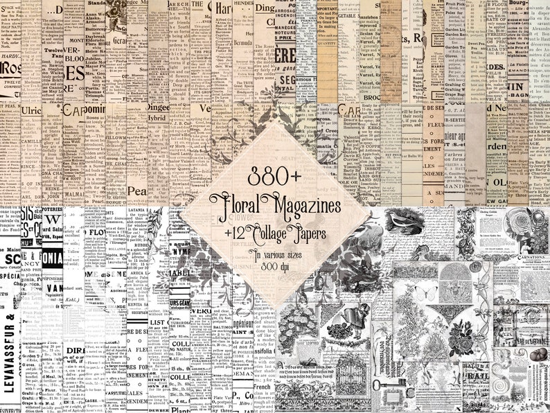 1700 Graphics Bundle Ephemera Clipart Collage Paper | Etsy
