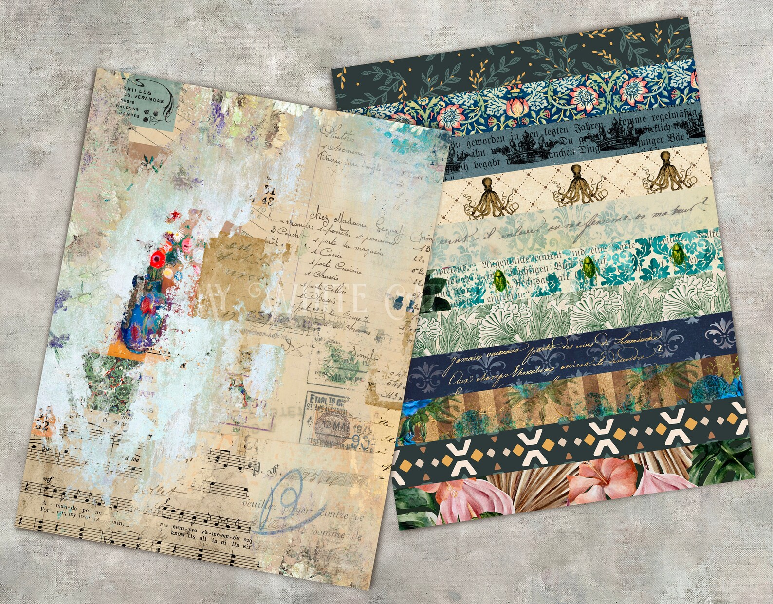 Junk Journal, Printable Papers, Collage Paper, Master Board, Ephemera ...