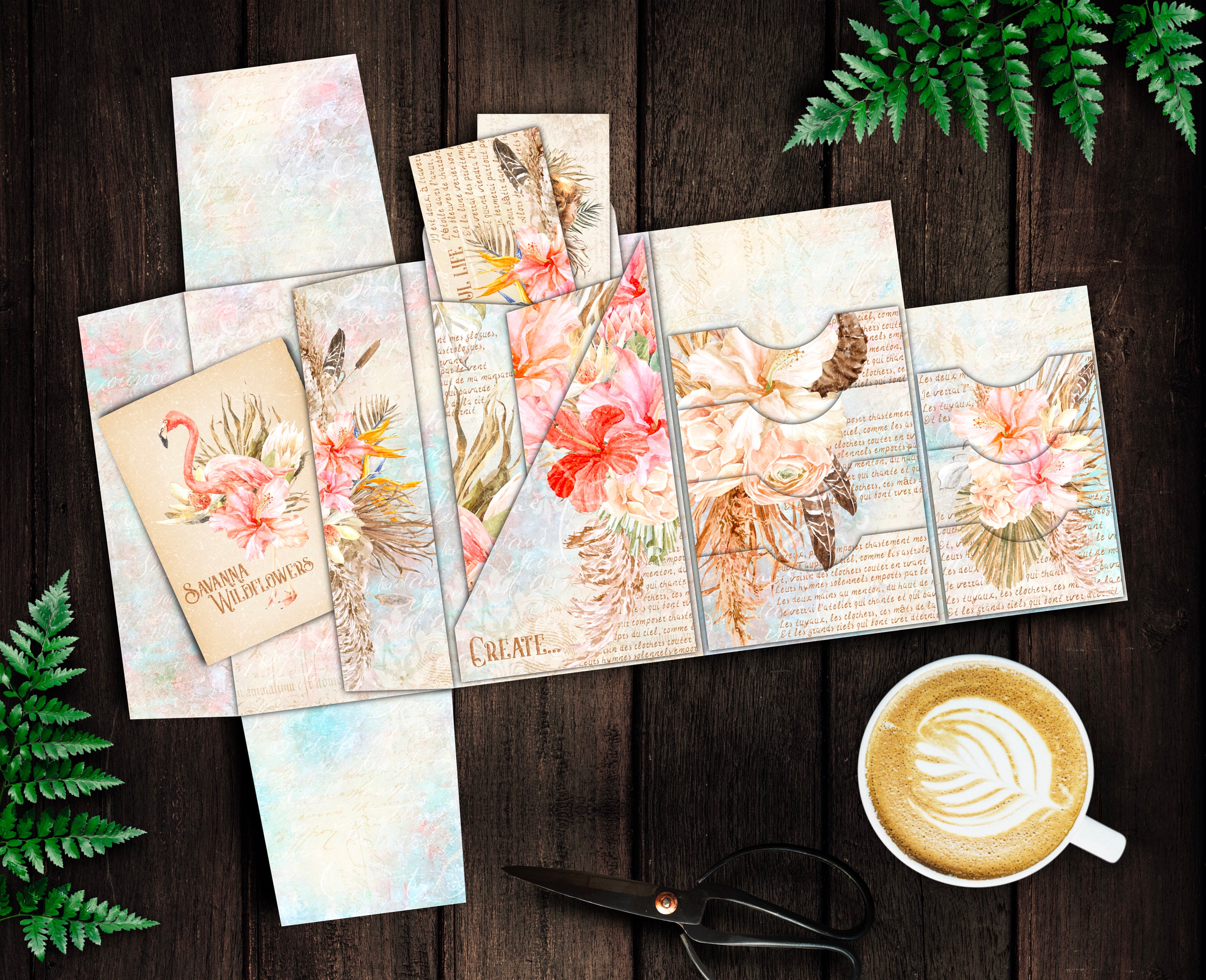 Junk Journal, Folding Folio, Trifold, Savanna Wildflowers, Ephemera ...