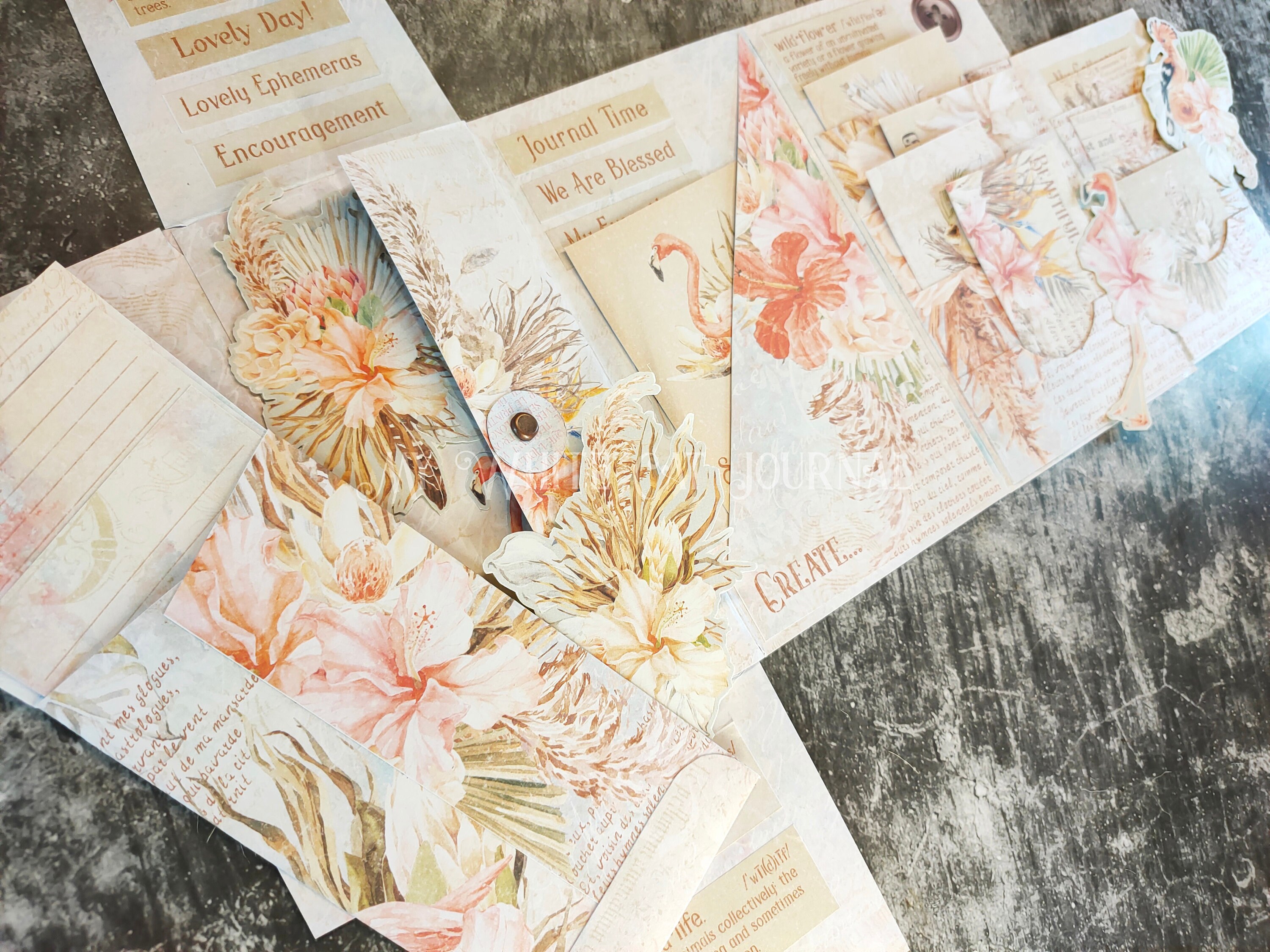 Junk Journal, Folding Folio, Trifold, Savanna Wildflowers, Ephemera ...