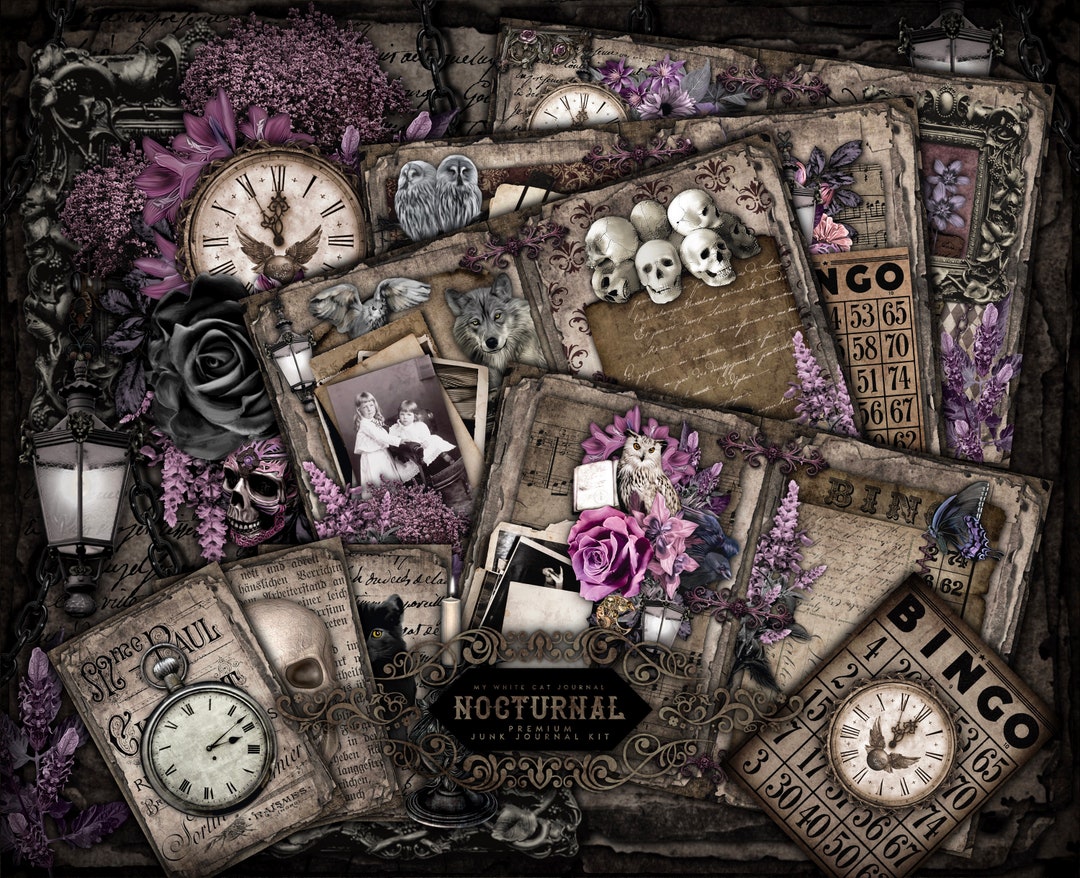 Junk Journal, Nocturnal, Grunge, Printable, Junk Journal Kit, Collage ...