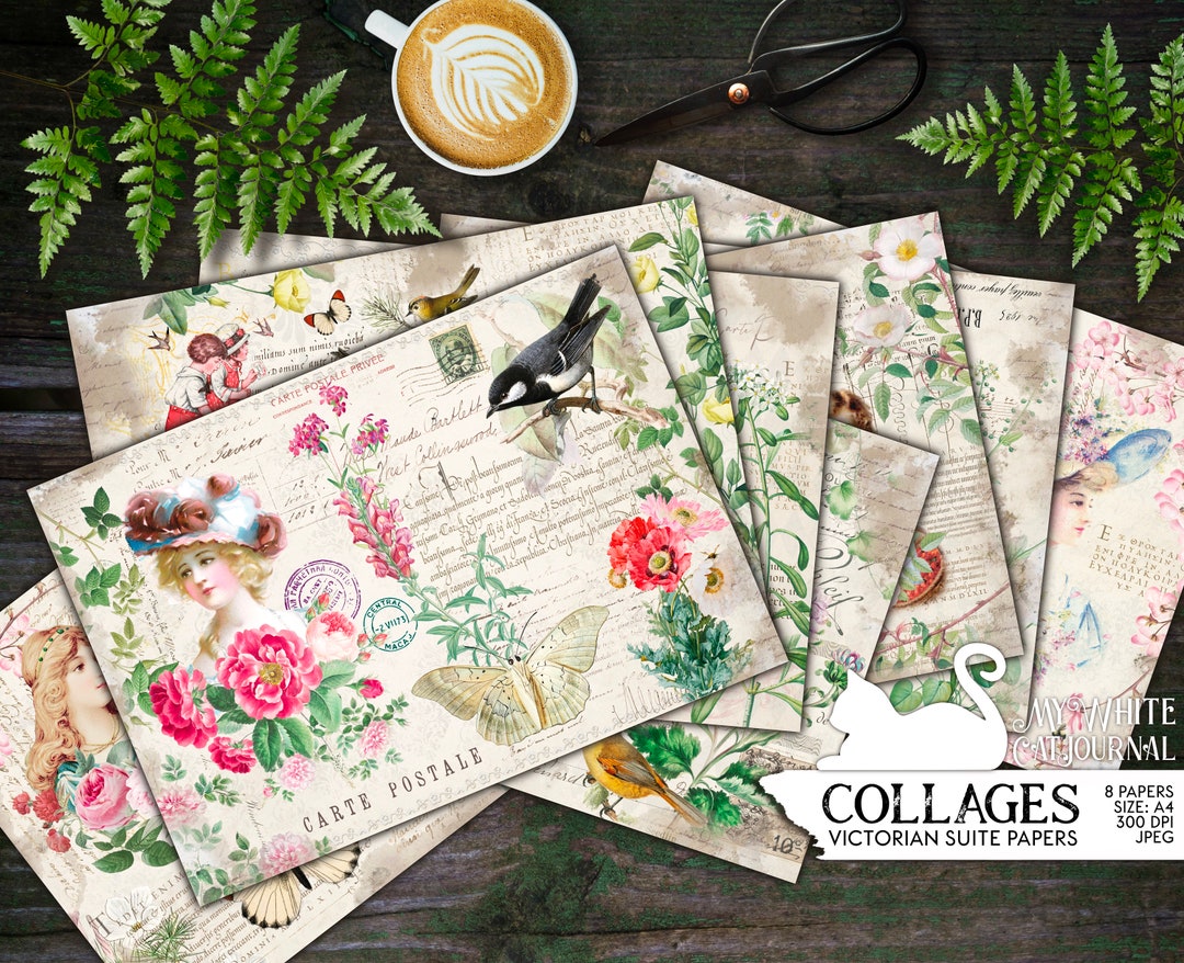 Junk Journal, Victorian Papers, Collage Paper, Shabby Chic, Ephemera ...