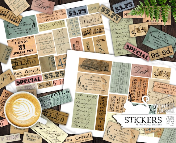 Junk Journal Label Stickers Number Vintage Ephemera - Etsy
