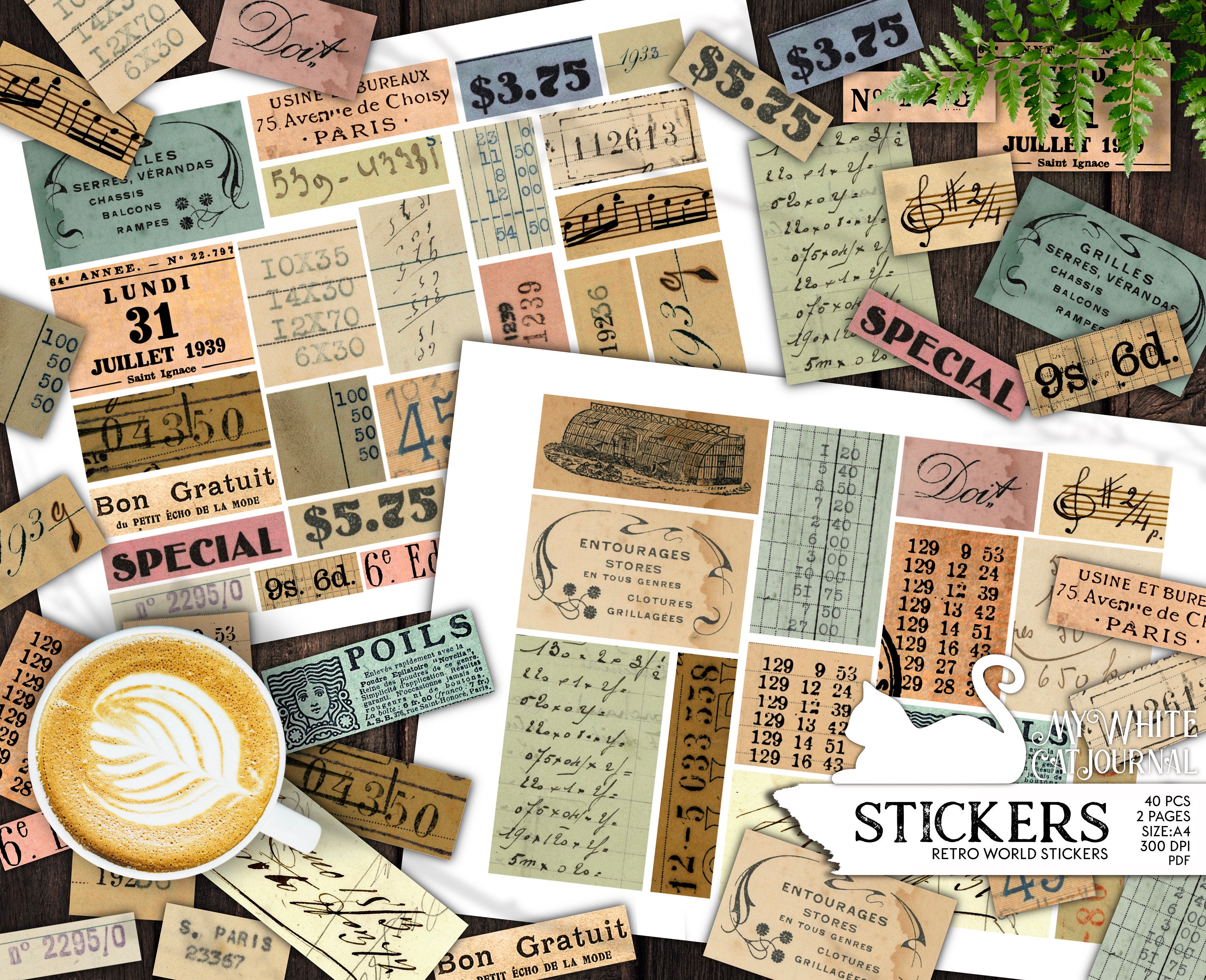 Junk Journal Label Stickers Number Vintage Ephemera - Etsy