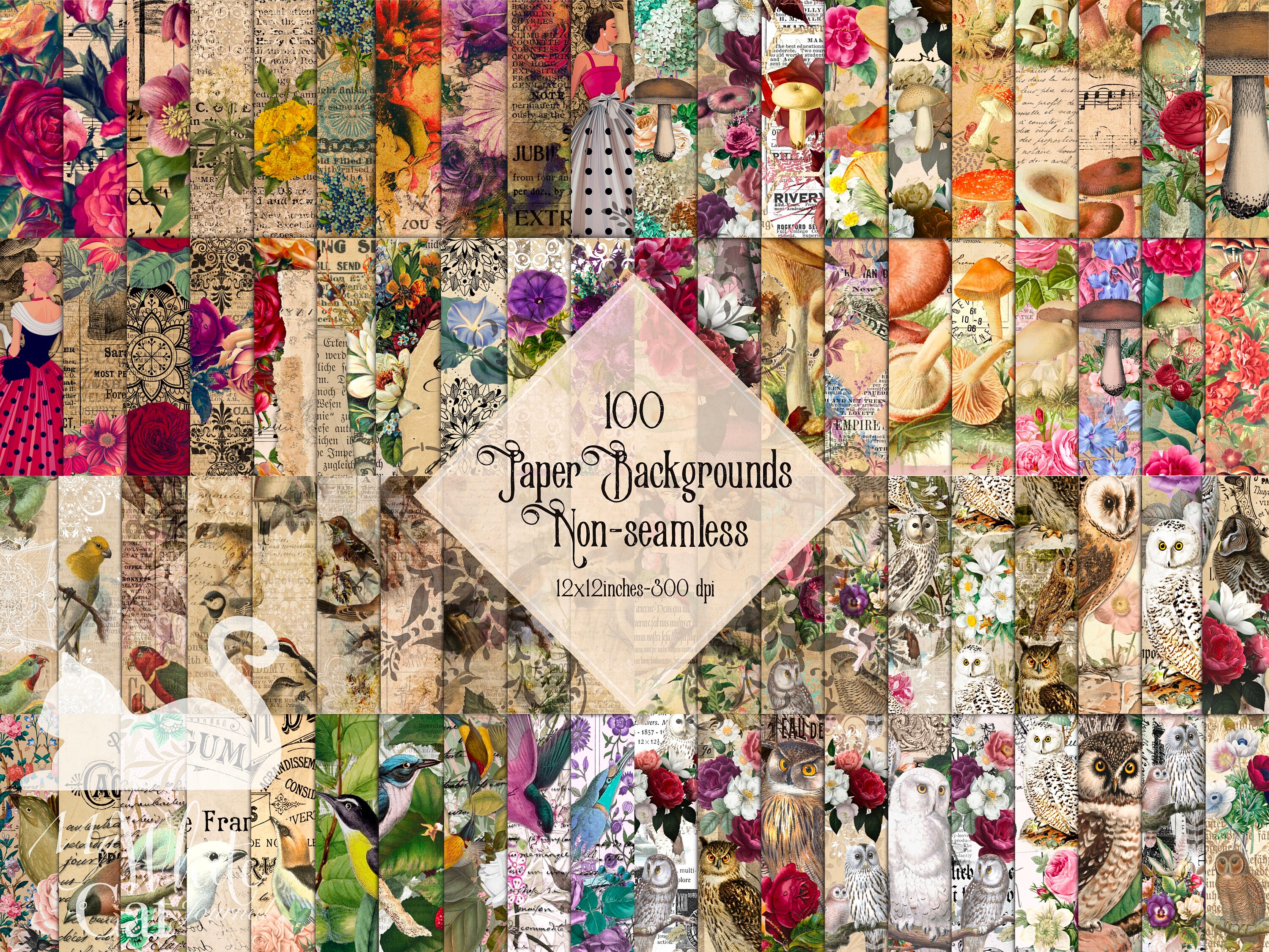 1700 Graphics Bundle, Ephemera, Clipart, Collage Paper, Seamless ...