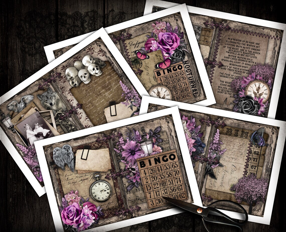Junk Journal, Nocturnal, Grunge, Printable, Junk Journal Kit, Collage ...
