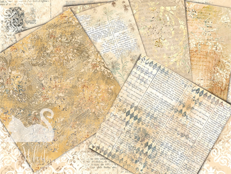 Junk Journal, Distressed Paper, Grunge, Texture, Backgrounds, Vintage ...