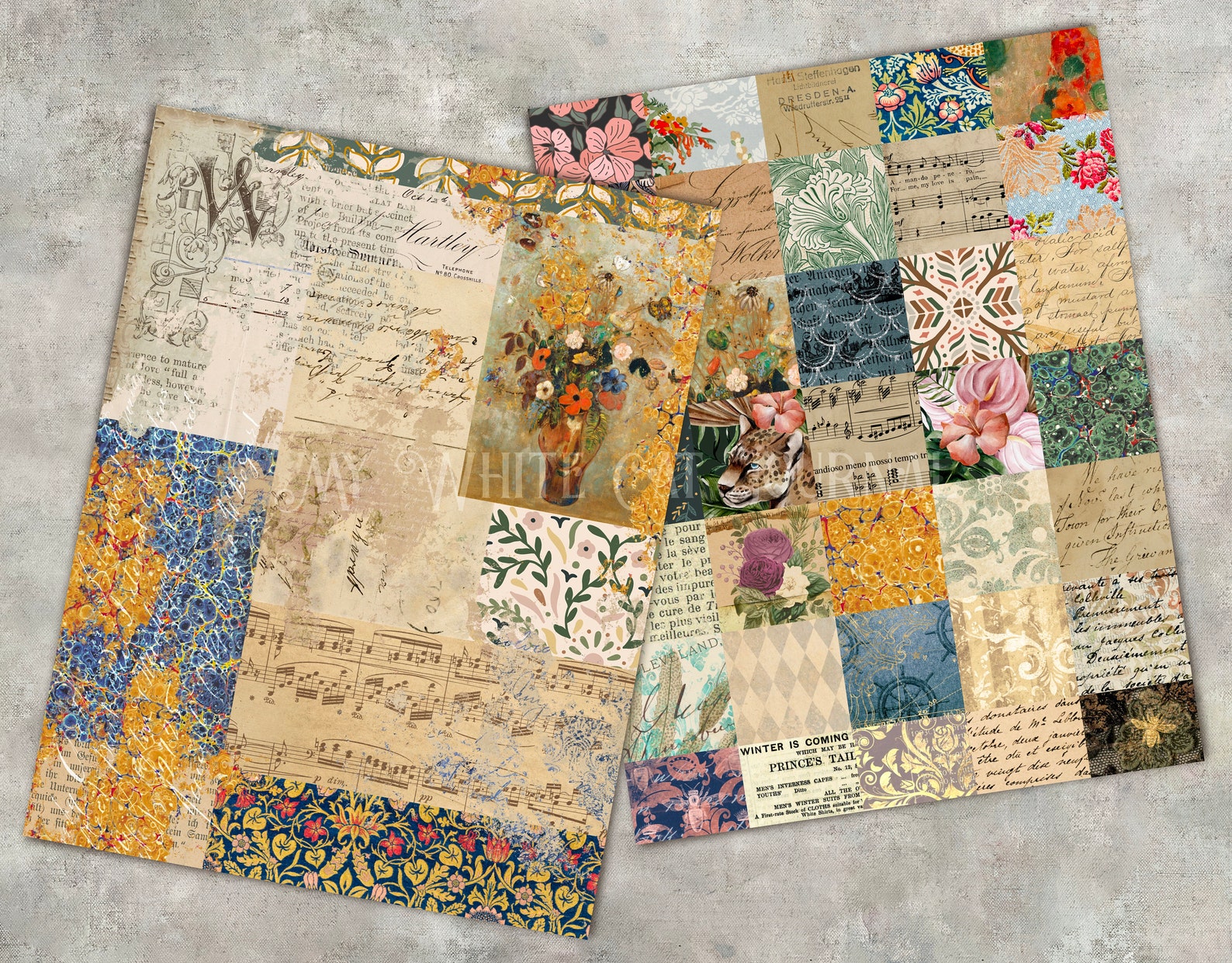 Junk Journal, Printable Papers, Collage Paper, Master Board, Ephemera ...