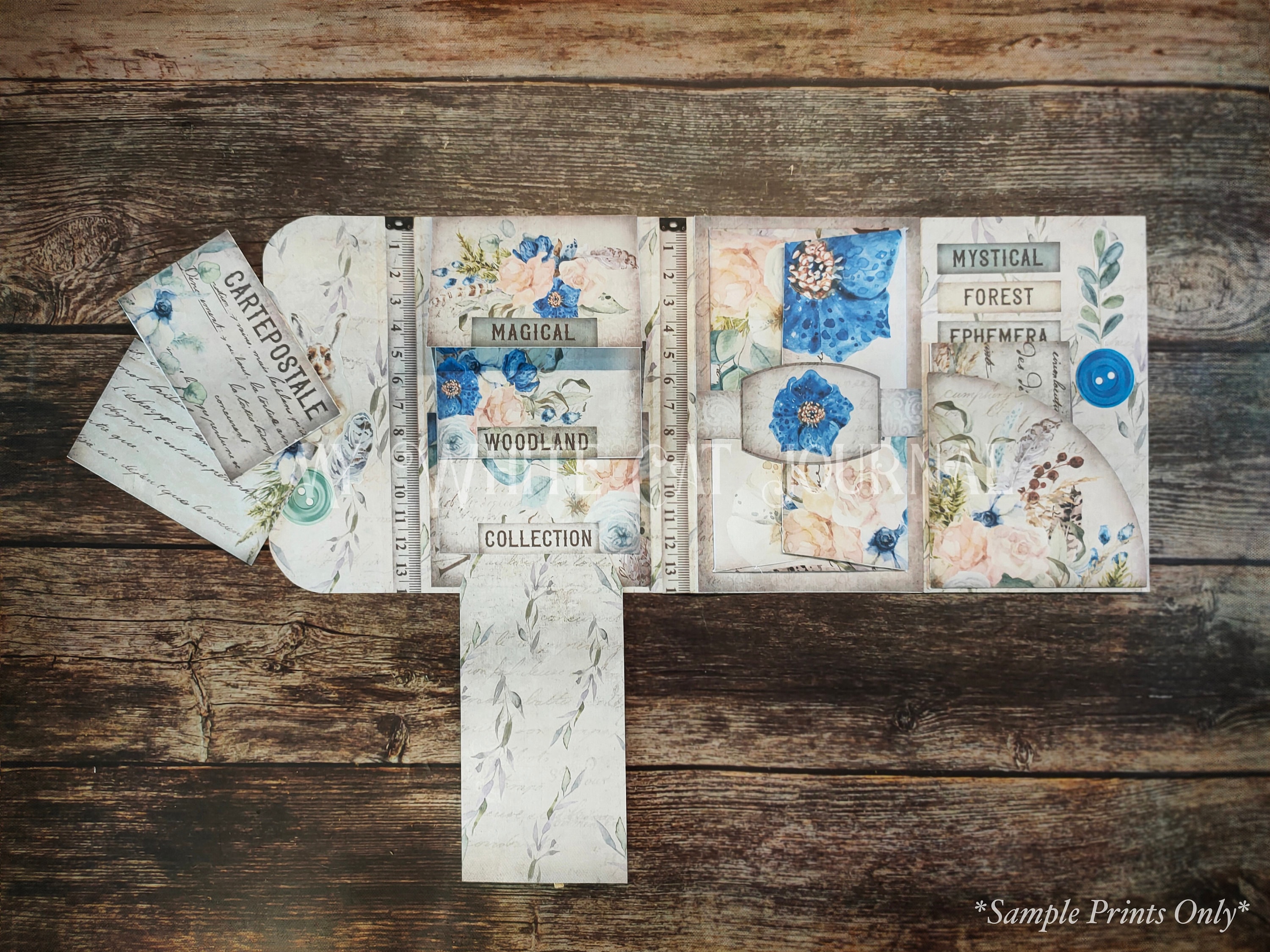 Junk Journal Woodland Trifold Folding Folio Loaded Folder - Etsy