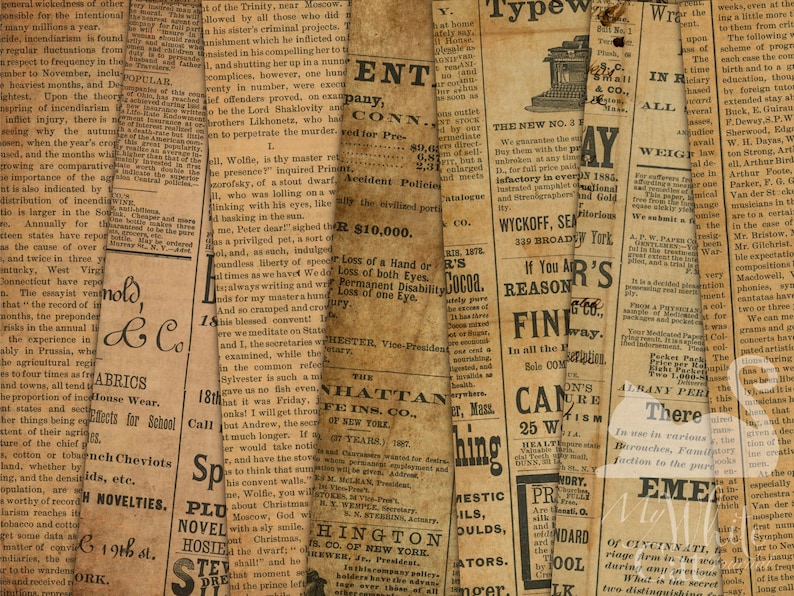 Printable Vintage Newspaper, Ephemera, Paper Pack, Old Paper, Junk ...