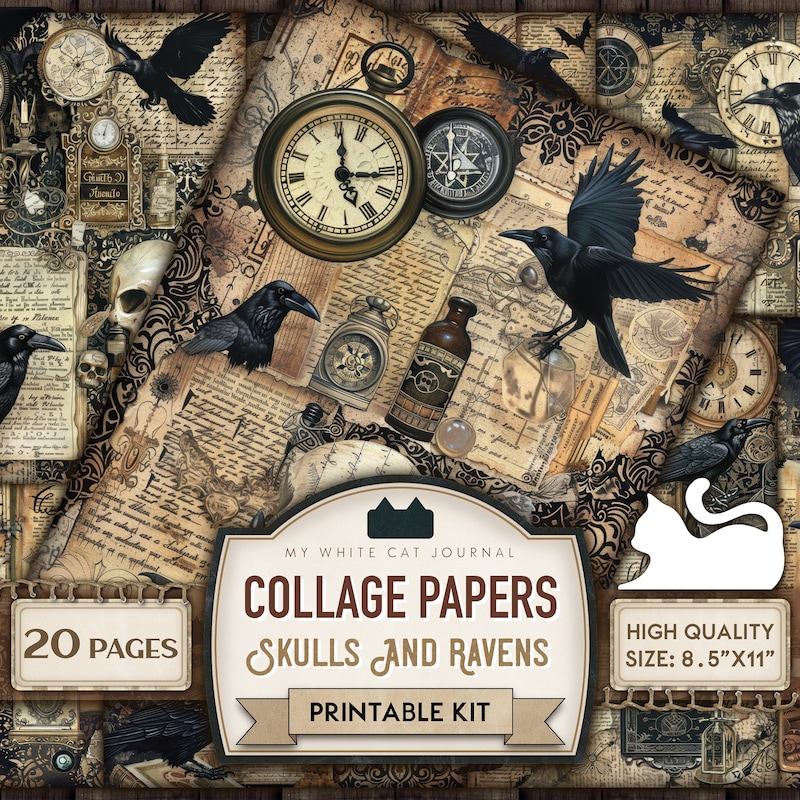 Crow Collage Papers - Etsy