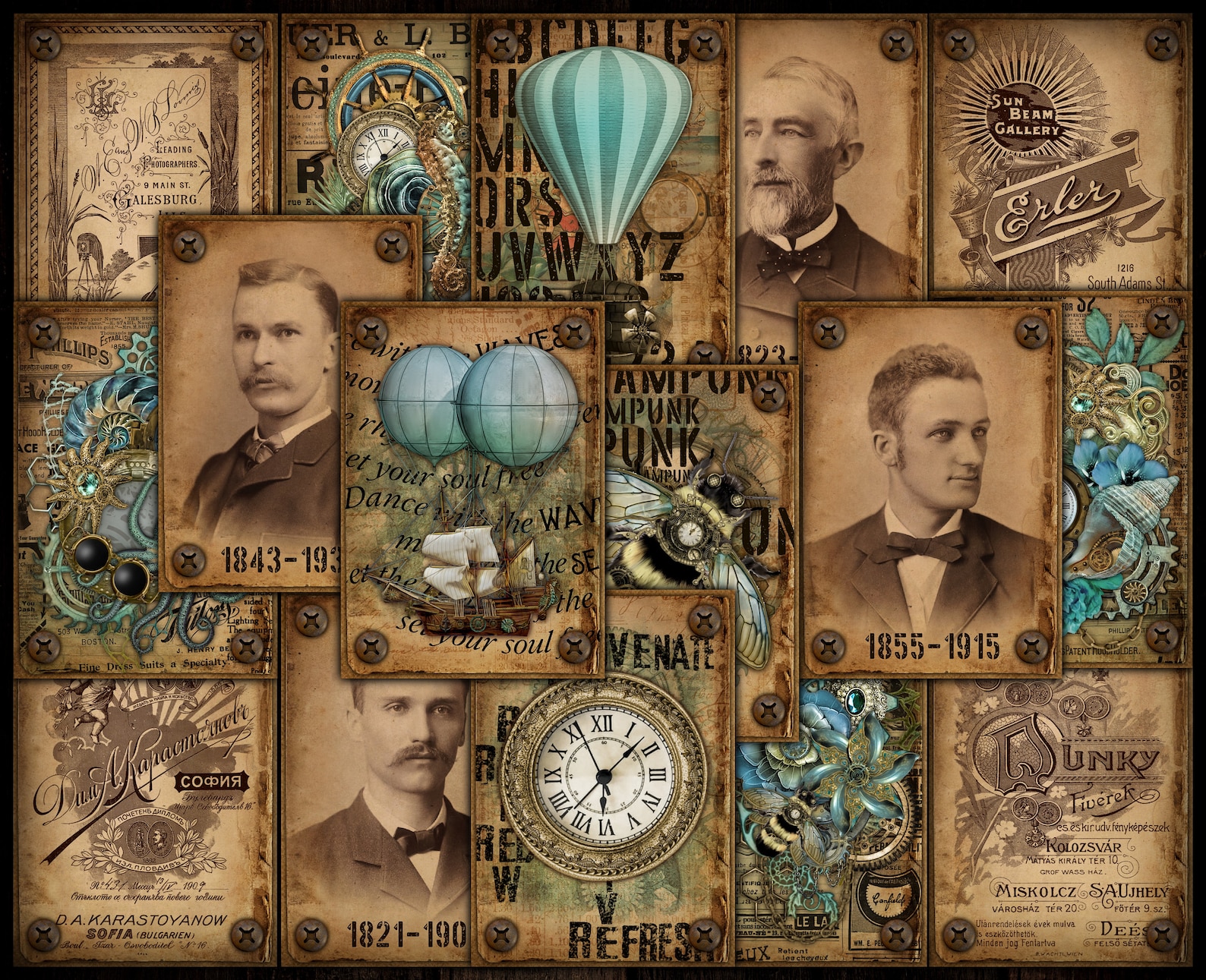 Junk Journal Steampunk ATC Card Printable Ephemera - Etsy