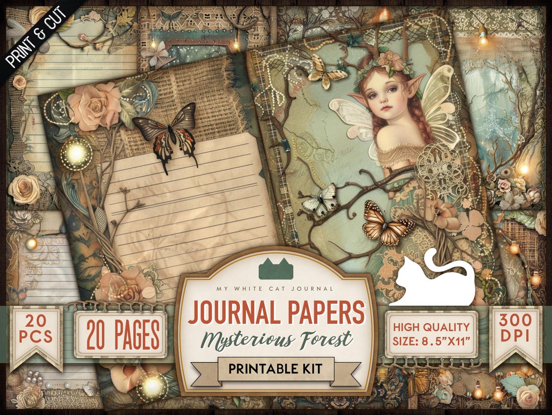 Mysterious Forest Junk Journal Papers: Printable Scrapbook Pages ...