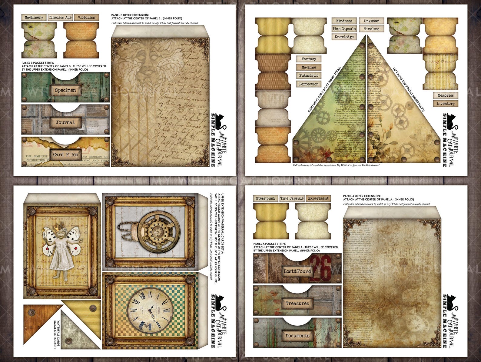 Junk Journal, Printable Folio Kit, Steampunk, Simple Machine, Folding ...