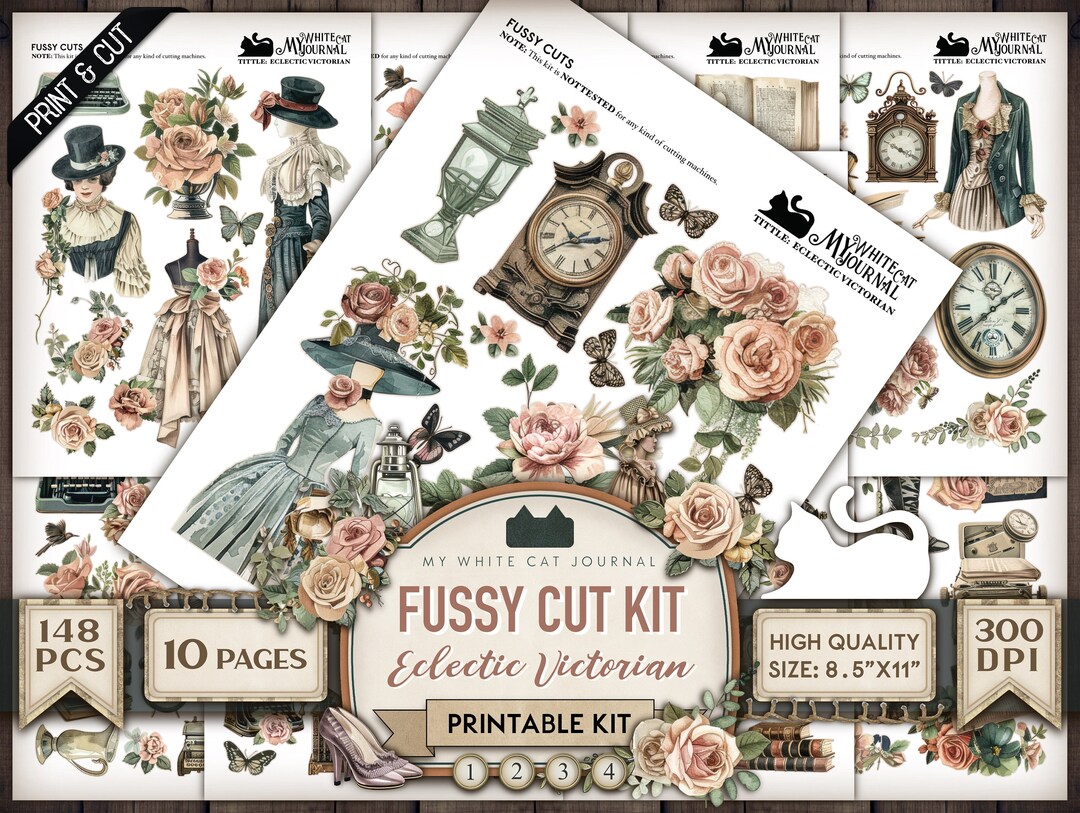 Victorian Ephemera Kit | Printable Junk Journal Stickers | Antique ...
