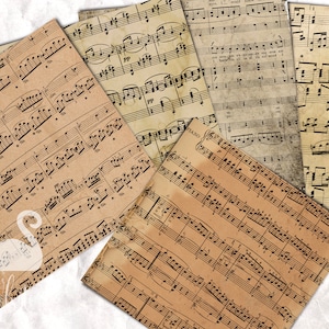 Junk Journal, Vintage Music Sheets, Old Paper, Background, Music Notes ...