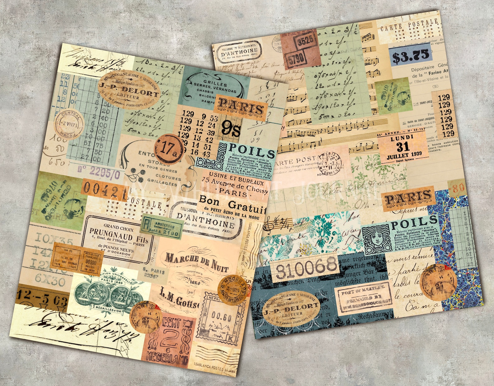 Junk Journal Printable Papers Collage Paper Master Board - Etsy