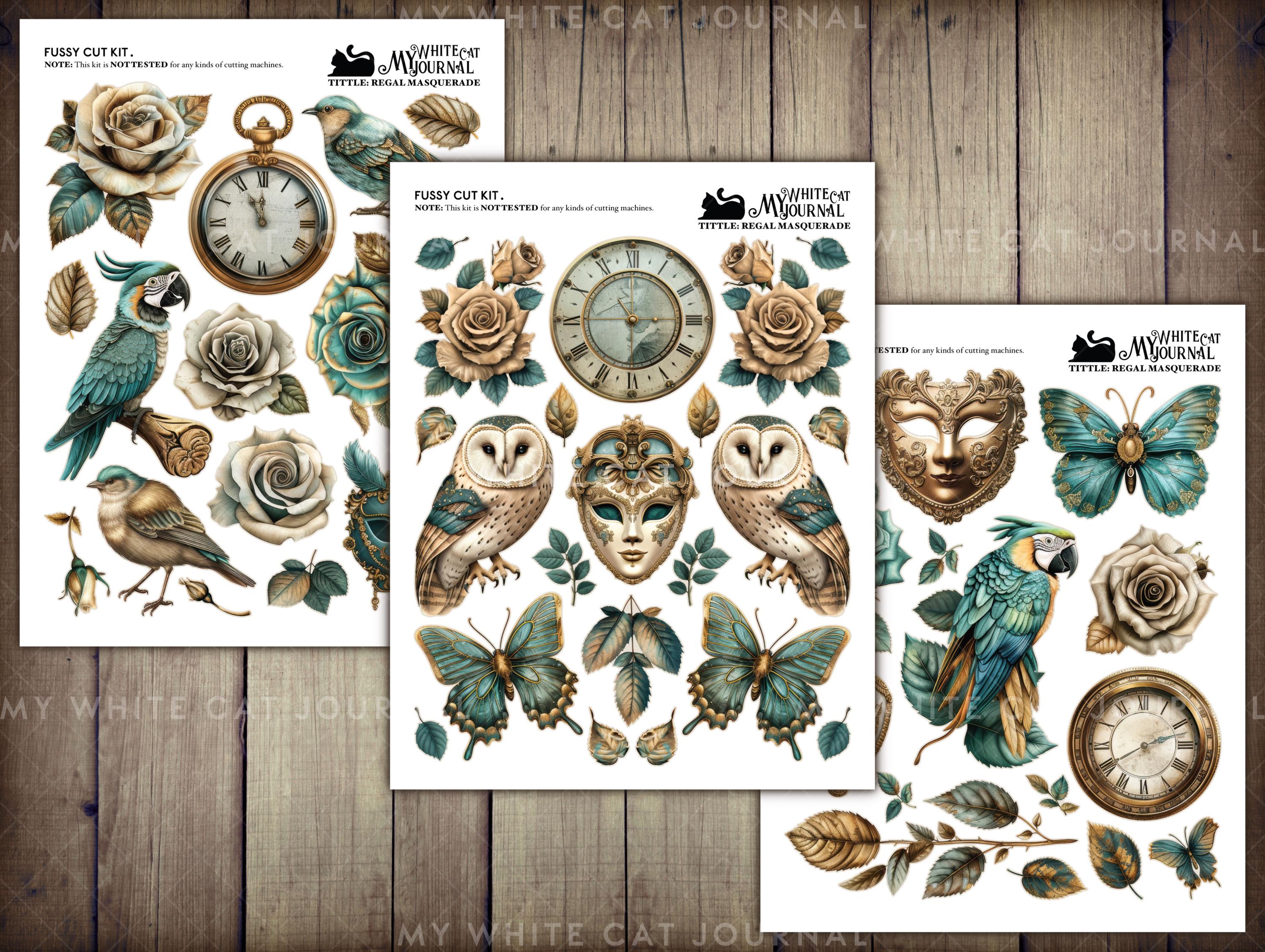 Vintage Junk Journal Kit | Printable Ephemera Stickers | Owls, Clocks ...