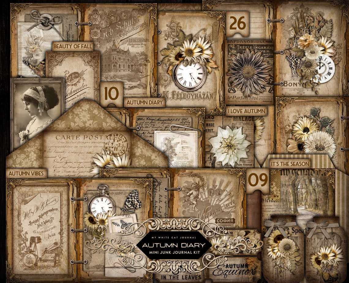 Junk Journal Autumn Printable Mini Junk Journal Kit - Etsy