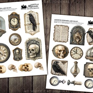 Junk Journal, Skulls and Ravens, Gothic, Assorted Ephemera, Cards ...