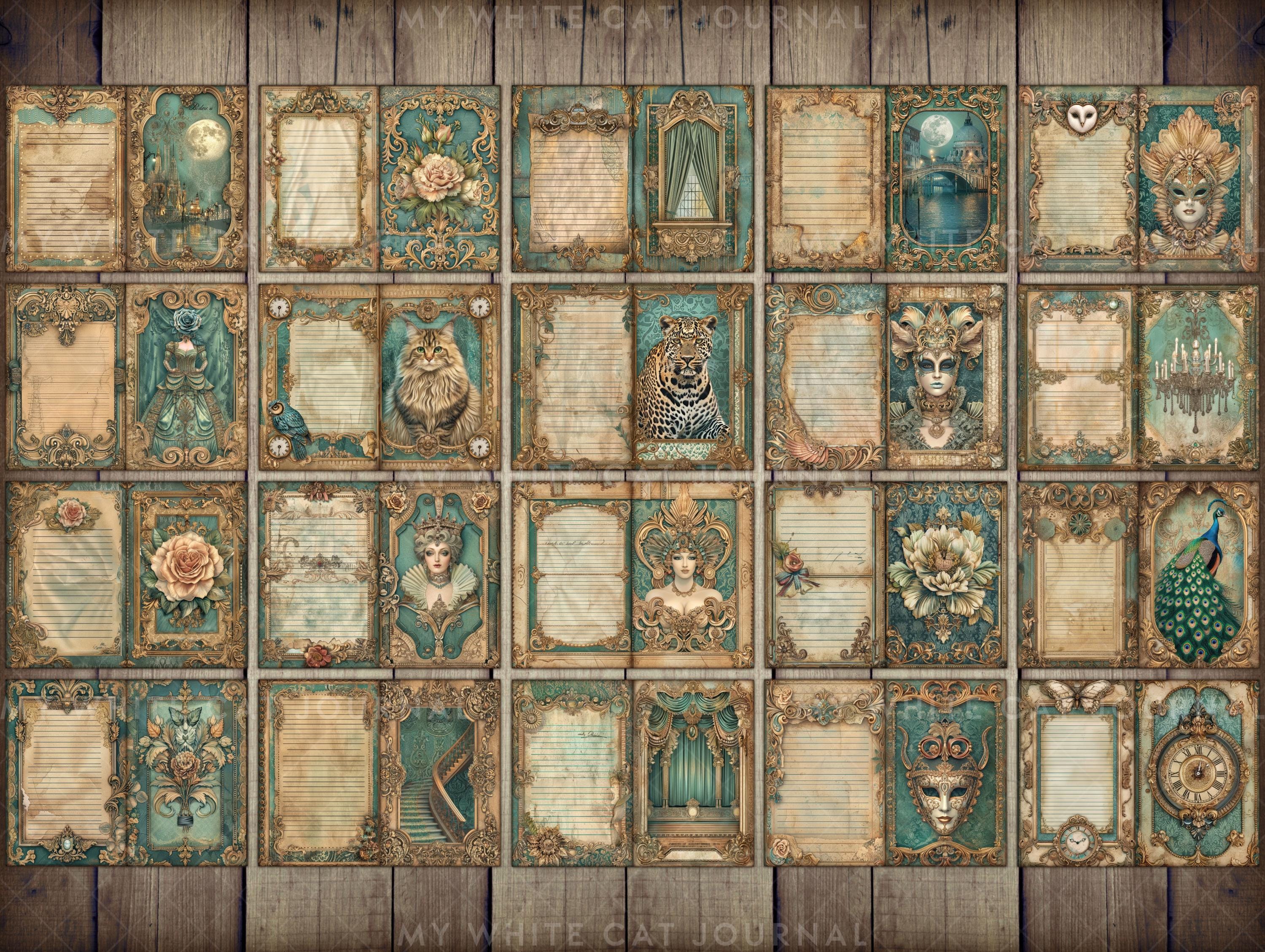 Teal Junk Journal Papers: Regal Masquerade Ephemera (digital Download ...