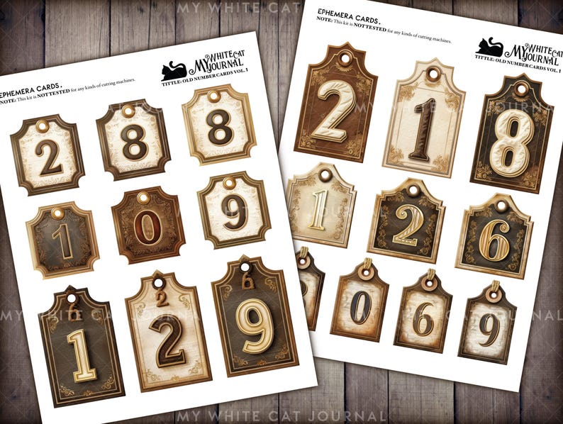 Printable Number Tags for Junk Journals | Vintage Ephemera Kit ...