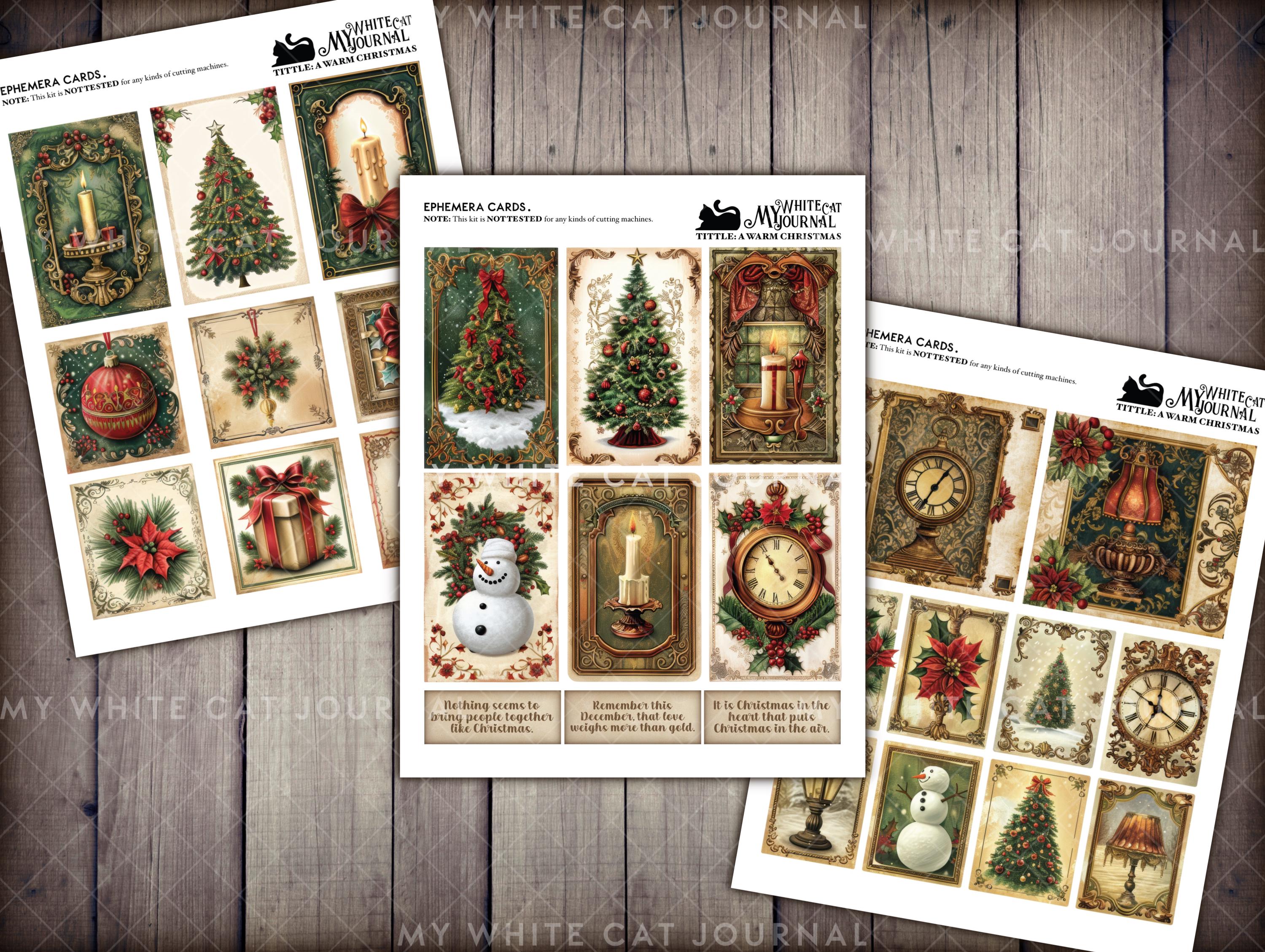 Christmas Ephemera Cards: 136 Printable Junk Journal Embellishments ...