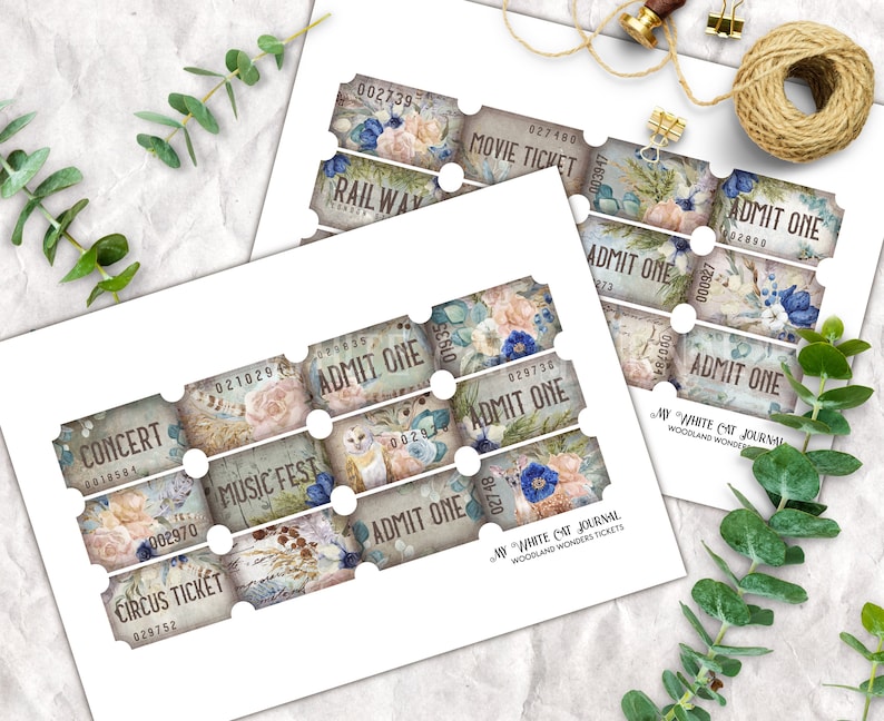 Junk Journal Printable Ticket Woodland Card - Etsy